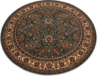 RugsX Wollteppich kashqai 4362 410 Kreis Ornament gr&uuml;n / beige green rund 120 cm