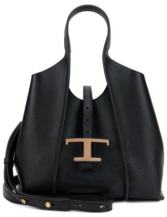 Tod's Womens Handbag With Shoulder Strap, Black Calfskin Handbags Hand Bags