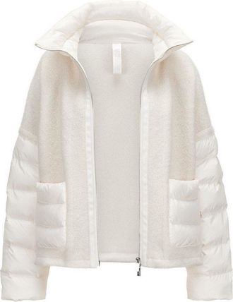 Milestone Wolljacke MSMomo Cape-Form mit Walk-Optik, Nylon-Steppdetails und veganer Fake-Daune