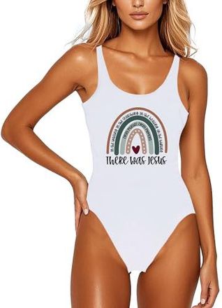 Generic Maillot De Bain Femme 1 Pieces Short à imprimé Lettre, Sexy, Bikini, sans Manches, Dos Nu (White, XXXL)