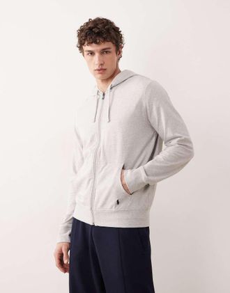 Polo Ralph Lauren Lang&auml;rmliger Kapuzenpullover aus Jersey in Heidegrau