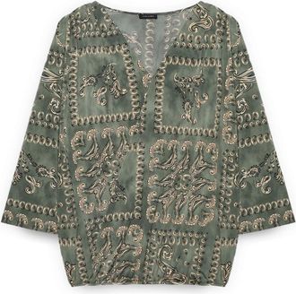 Fiorella Rubino Femme, Blouses et Chemises, Vert, Taille: 38 FR T-shirt en jersey &agrave; imprim&eacute; cachemire