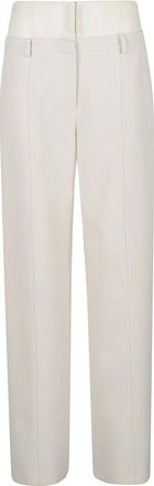 Patrizia Pepe Femme, Pantalons, Blanc, Taille: 42 FR Pantalon Palazzo avec Taille en Dentelle