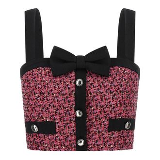 Alessandra Rich Tweed-Top mit Schleifendetail - - Tops - Damen - Rosa - M