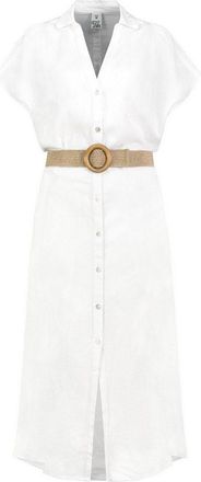 Eight2Nine Sommerkleid Leinenkleid Damen atmungsaktiv V-Ausschnitt Hemdblusen Kleid Sommer