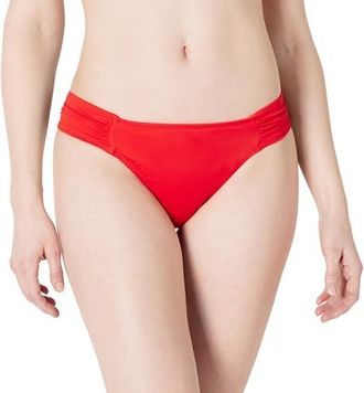 Amazon Essentials Bas de Bikini à Bande Plissée Latérale Femme, Rouge Coquelicot Vif, 42