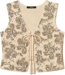 Twinset Femme, Vestes, Multicolore, Taille: 40 FR Gilet en tulle avec sequins