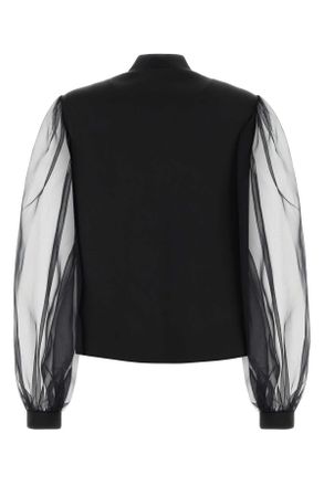 Giorgio Armani Sheer Puffed Sleeves Jacket - Black