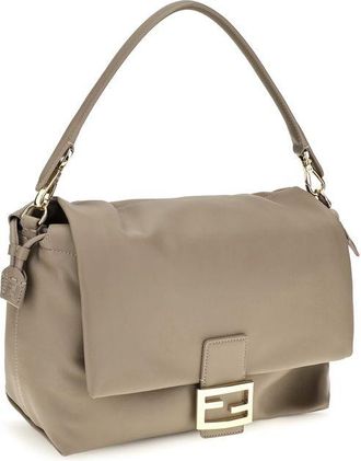 Fendi Womens Beige Calf Leather Bos Taurus Shoulder Bag