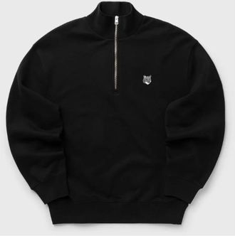 Maison Kitsun&eacute; Homme, Sweatshirts et sweats &agrave; capuche, Noir, Taille: 2XL Fox Head Comfort Half Zip SweaT-shirt