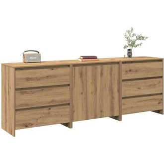 vidaXL Vidaxl - Buffet 3 pcs ch&ecirc;ne artisanal bois ding&eacute;nierie