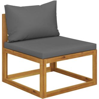 vidaXL Modular-Mittelsofa mit Dunkelgrauen Kissen Akazie Massivholz - Vidaxl