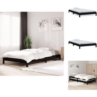 vidaXL Stapelbett Schwarz 80x200 cm Massivholz Kiefer - Holzbett - Kiefernholzbett - Stapelbett - G&auml;stebett - Minimalistisches Bett