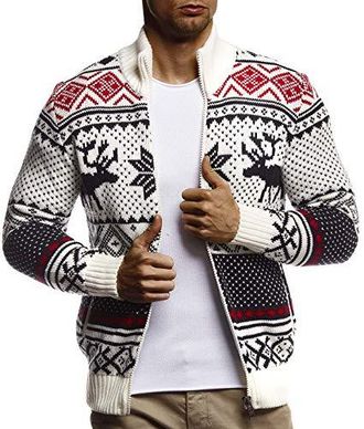 LEIF NELSON LN20759 Veste en tricot avec col montant pour homme - Veste dhiver chaude - Veste dhiver chaude pour homme - Veste de loisirs pour No&euml;l et lhiver - Mo