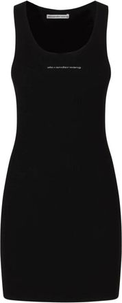 Alexander Wang Femme, Robes, Noir, Taille: 38 FR Racer Tank Mini Dress w/ Jacquard Logo