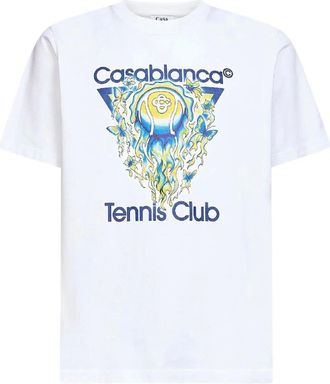 Casablanca Homme, Tops, Blanc, Taille: S Tennis Club Icon T-Shirt