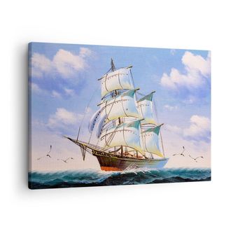 Arttor Bilder auf Leinwand Nautisch Segelschiff Ozean Leinwandbild 70x50cm Wandbilder Dekoration Wohnzimmer Schlafzimmer Küche Deko Klein Wanddeko Bild Wand 