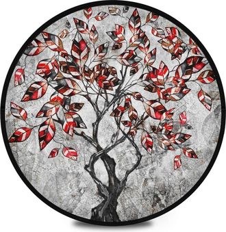 Mnsruu Teppich mit &Ouml;lgem&auml;lde-Motiv, rund, rutschfest, f&uuml;r Eingangsbereich, Flur, Sofa, Wohnzimmer, Schlafzimmer, Heimdekoration, 92 cm Durchmesser