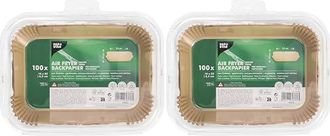 Papstar 100 Backpapiere 22 cm x 14 cm x 4,5 cm braun f&uuml;r Hei&szlig;luftfritteusen (Packung mit 2)