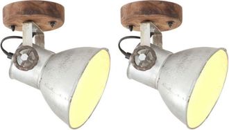 vidaXL Vidaxl - Lampe murale industrielle/plafonnier 2 pcs Argent&eacute; 20x25 cm E27