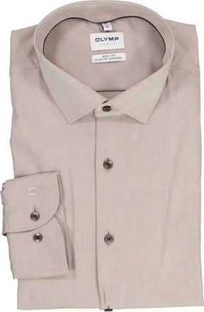 Olymp Herren Hemden beige Baumwoll-Stretch