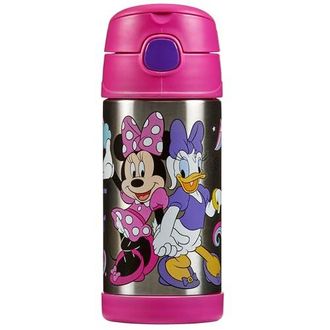 Thermos kids FUNTAINER STRAW BOTTLE DISNEY 0,35 l, Minnie, Thermoflasche Kinder aus Edelstahl mit Trinkhalm, 12 h kalt, sp&uuml;lmaschinenfest, dicht ohne Kohlens&auml;