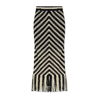 Zimmermann Geh&auml;kelter Rock mit Fransen - - Skirts - Damen - Schwarzk - S