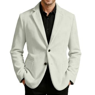 Generic Veste de costume en velours c&ocirc;tel&eacute; pour homme - Coupe ajust&eacute;e - &Eacute;l&eacute;gante veste de loisirs - Pour carnaval, f&ecirc;te, mariage - Vintage - Deux boutons, 005