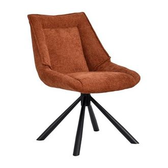 Duhome Chaise &agrave; Manger Pivotant 180&deg; Fauteuil en Tissu Chenille Si&egrave;ge R&eacute;initialisation Automatique pour Cusine Chambre Salon Bureau, Orange