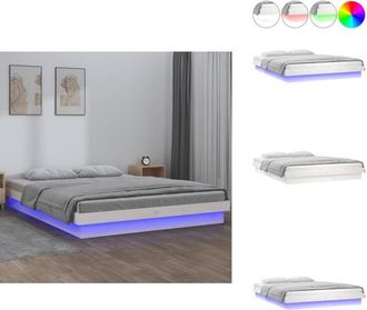 vidaXL Vidaxl - Cadre de lit à led sans matelas blanc 140x190 cm bois massif - Cadre De Lit - Lit Double - Lumieres Led - Bois Massif - Design Moderne