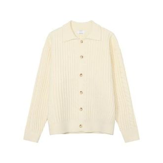 Generic Cardigan d&eacute;contract&eacute; &agrave; manches longues et col ch&acirc;le boutonn&eacute; pour homme, abricot, XL