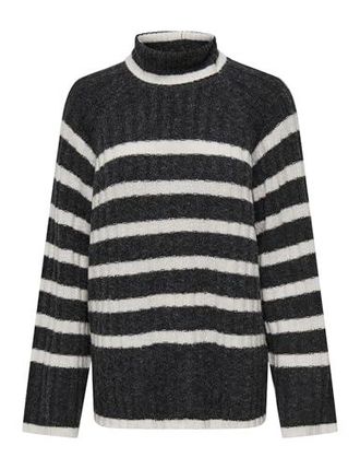 Jacqueline de Yong Pull Femme Tricot Col roul&eacute; Manches Longues Chandail en Tricot Long, Couleurs:Gris-fonc&eacute;, Taille:XS-S