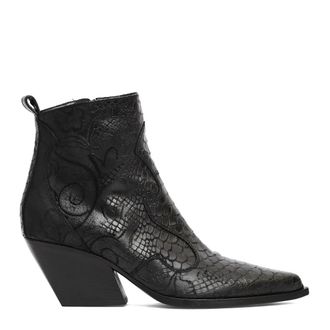 Elena Iachi Stiefel - Ankle Boots With Black Python Print And Intricate - Gr. 40 (EU) - in Schwarz - f&uuml;r Damen
