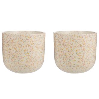 Butlers Blumentopf Spot 2er-Set Steingut Creme &Oslash; 20cm | &Uuml;bertopf f&uuml;r Kr&auml;uter & Pflanzen, Pflanzentopf f&uuml;r innen, Blumen&uuml;bertopf f&uuml;r Balkon | Dekoration Fenste