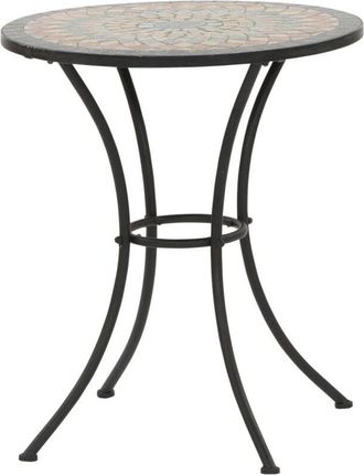 Siena Garden Tisch Prato rund &Oslash; 60 cm Gestell aus Stahl in matt schwarz, Tischplatte aus Keramik in Mosaikoptik