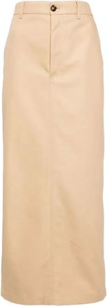 Wardrobe.NYC button back midi skirt - Nude