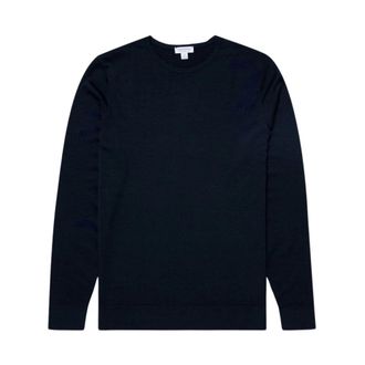 Sunspel Extrafeiner Merino-Rundhals - - Knitwear - Herren - Blau - 2XL