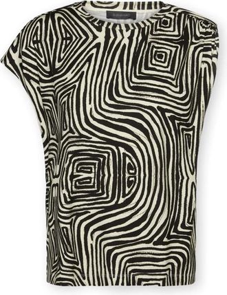 Elena Miro Femme, Blouses et Chemises, Noir, Taille: 36 FR Haut Imprim&eacute; Asym&eacute;trique