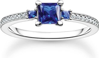 Thomas Sabo Damen Ring mit blauen und weissen Steinen 925 Sterlingsilber TR2402-166-32