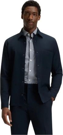 HUGO BOSS Homme, Vestes, Bleu, Taille: L Surchemise coupe d&eacute;contract&eacute;e en twill extensible performant
