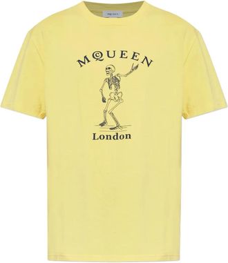 Alexander McQueen t-shirt &agrave; imprim&eacute; squelette - Jaune