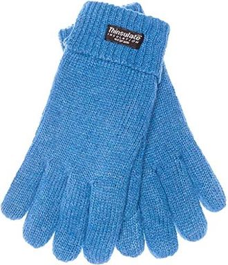 Eem Fashion EEM gants tricotés pour femme, laine douce, doublure thermique Thinsulate, bleu L/XL