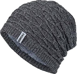 Generic Chapeau chaud en tricot torsad&eacute; pour homme - Doux et &eacute;pais - Joli bonnet tricot&eacute; pour temps froid - Casquette de ski - Chapeaux dompt&eacute;s, gris, Taille 