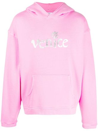 ERL Sweat à capuche unisexe imprimé argent Venice Knit Erl07t031