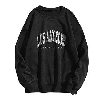 Generic Sweat &agrave; capuche surdimensionn&eacute; pour femme - Adolescente Fille Imprim&eacute; Col Rond Coton Manches Longues Col Rond Lettre Graphique Zip Up Sweatshirt avec 