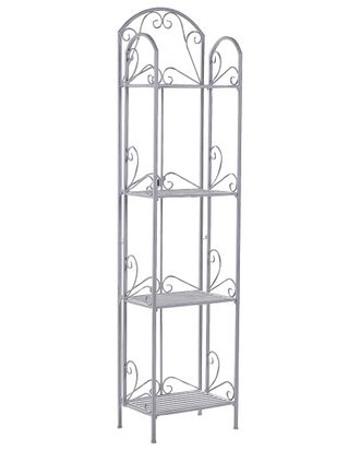 Beliani Retro Bad Standregal Metall Antik Optik grau mit 4 Ablagen klappbar Valdivia