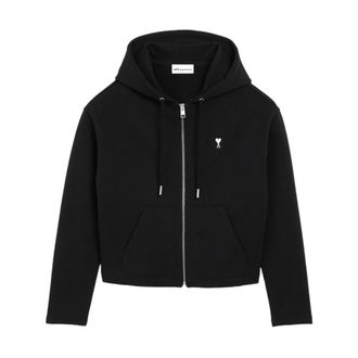 Ami Femme, Sweatshirts et sweats &agrave; capuche, Noir, Taille: 40 FR De Coeur Zip Sweat &agrave; capuche
