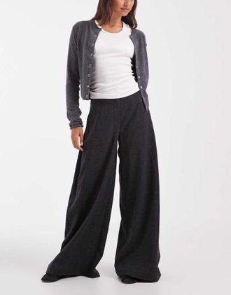 Asos pantalon de costume tr&egrave;s large &agrave; texture effet laine gris