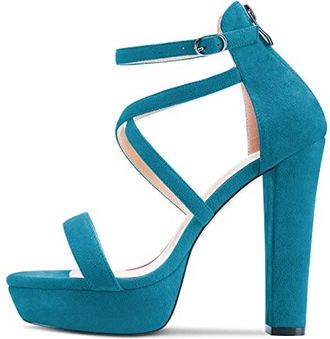 Castamere Femmes Haut High Talon Heel Plate-forme Ouvert Bout Lanières Croisées Sandales Lanières Cheville 13 CM Heels Vert 38 EU