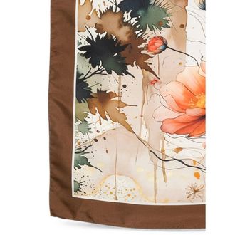 D'Aniello Floral Print Silk Scarf - Beige